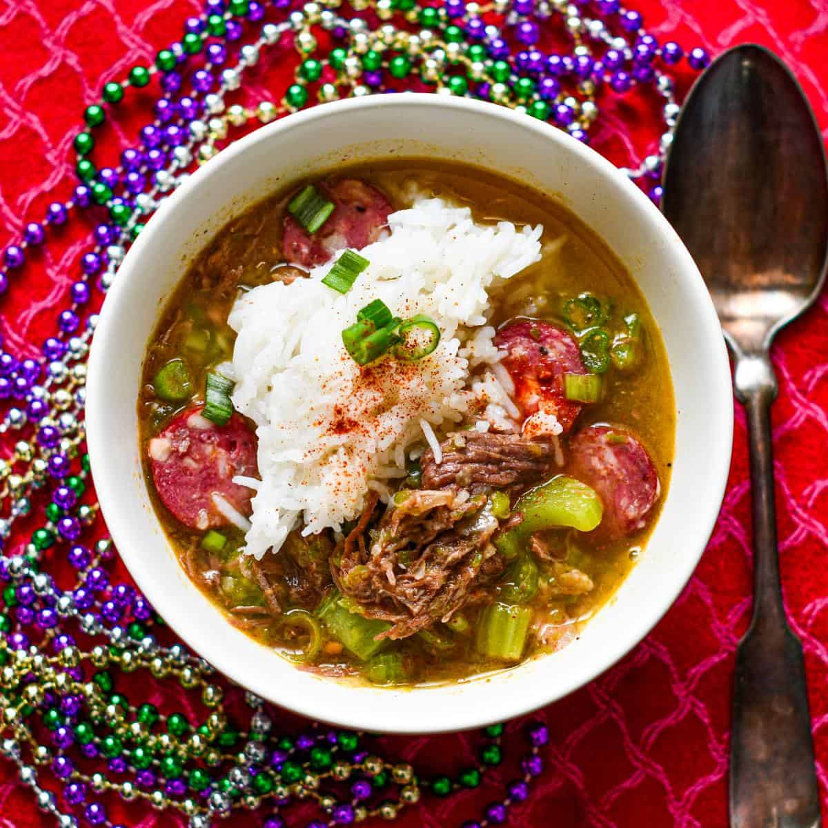 Crockpot Sausage and Turkey Gumbo Recipe with Easy Oven Roux - Wild ...