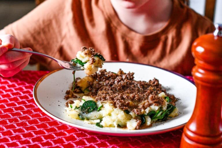 Ground Deer Meat and Gravy Over Mashed Potatoes Recipe - Wild Game & Fish